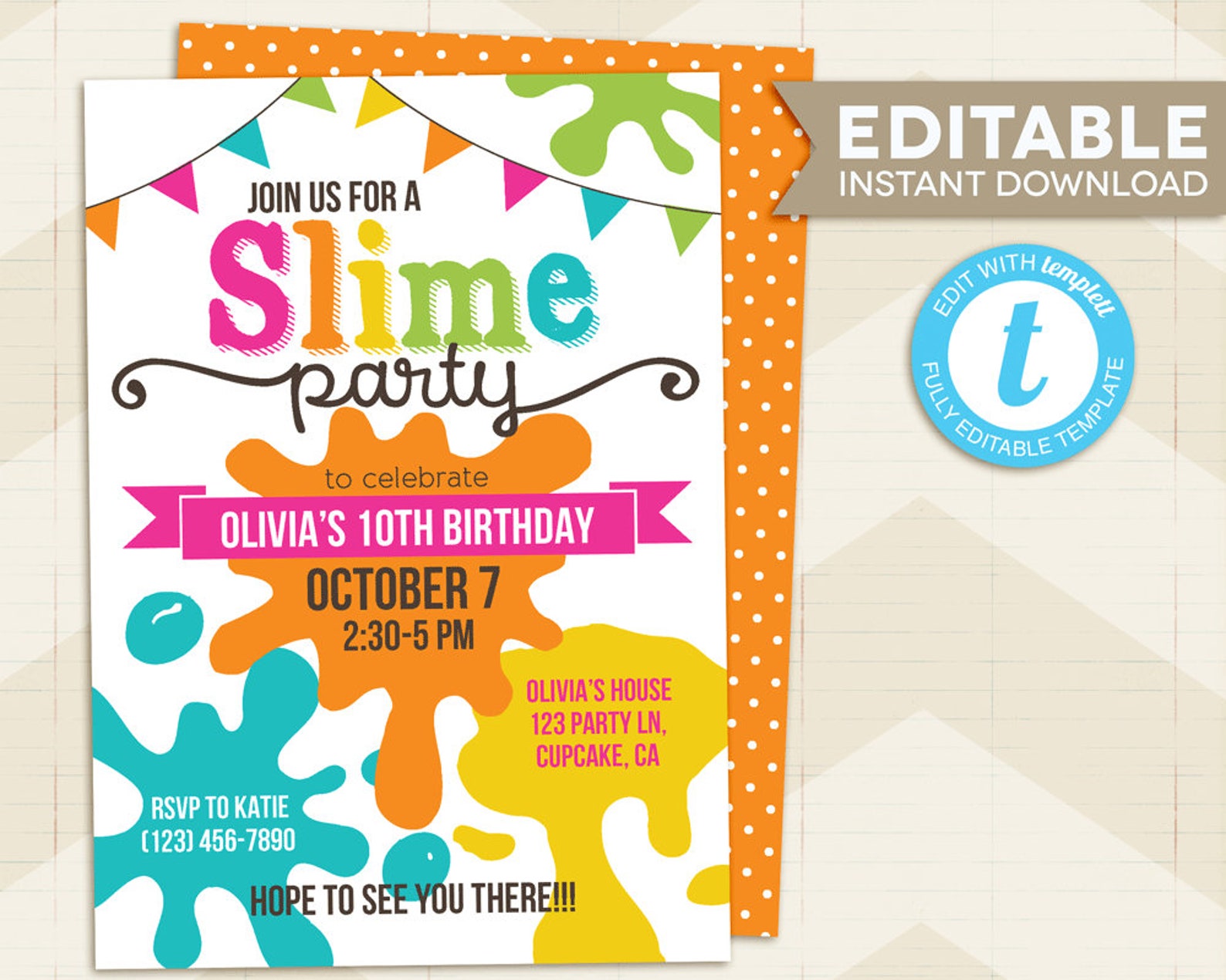 SLIME Party Invitation / SLIME Invitation / Slime Birthday - Etsy