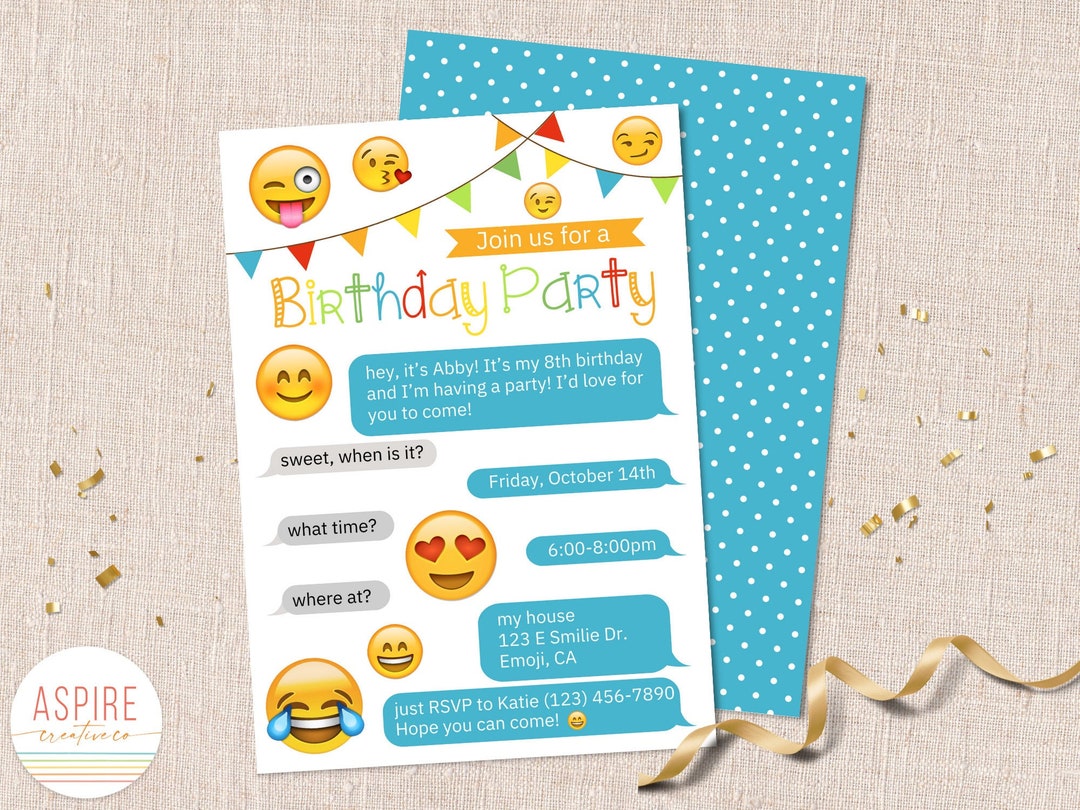 Emoji Birthday Invitation, Instant Download, Emoji Invitation, Emoji ...
