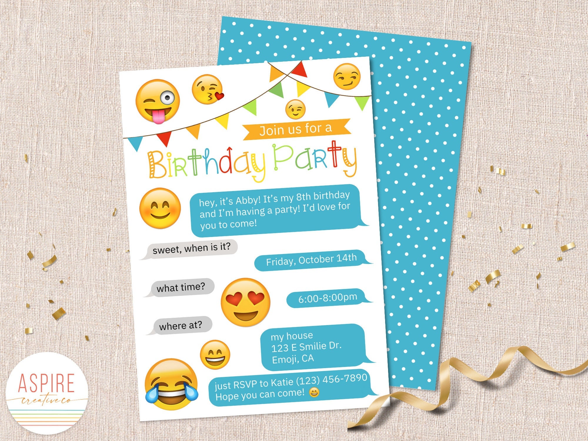 Emoji Birthday Invitation, Instant Download, Emoji Invitation, Emoji ...