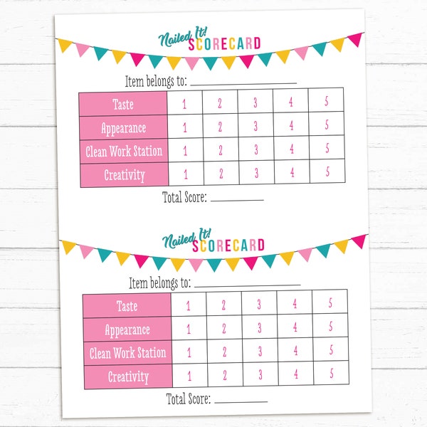 Baking Judging Sheet - Etsy