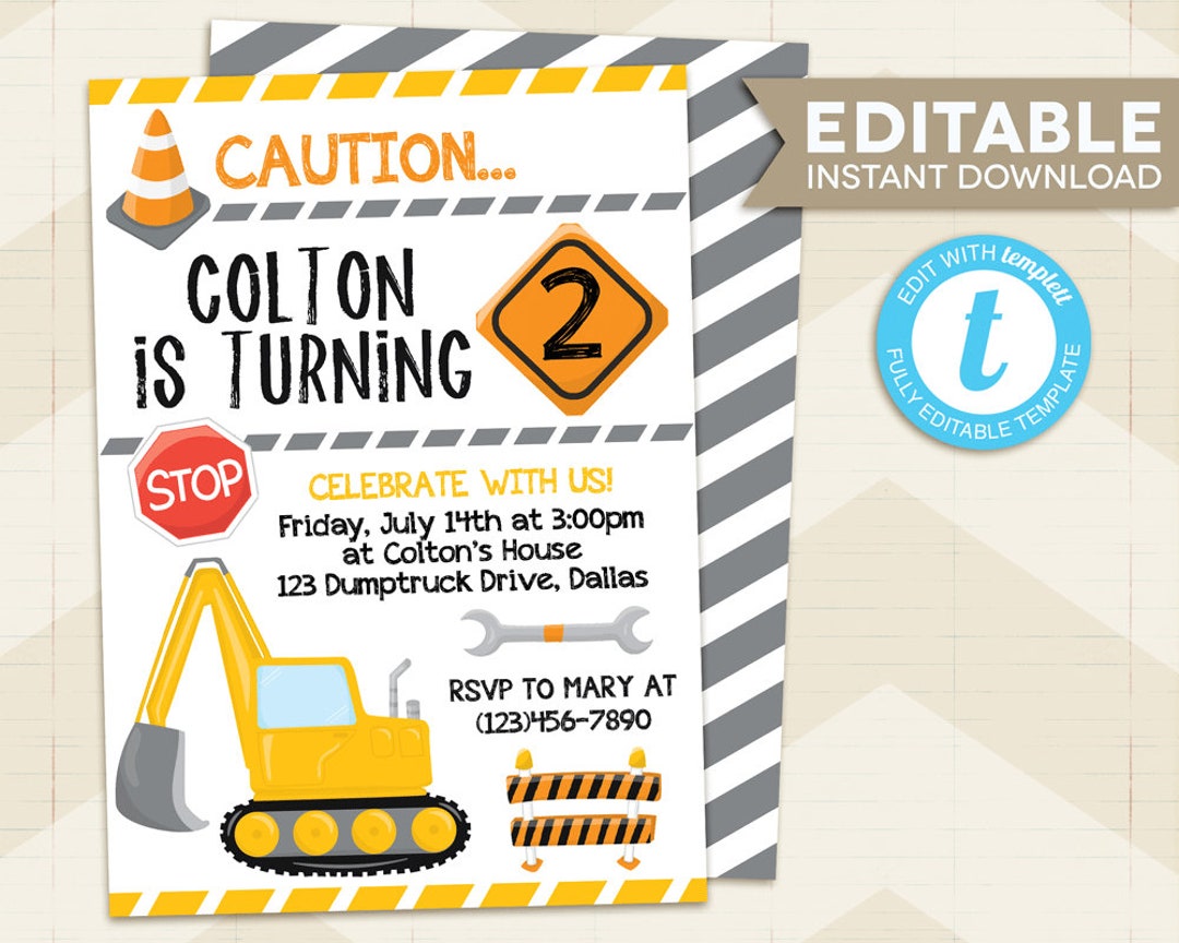 CONSTRUCTION Party Invitation / CONTRUCTION Birthday Party - Etsy