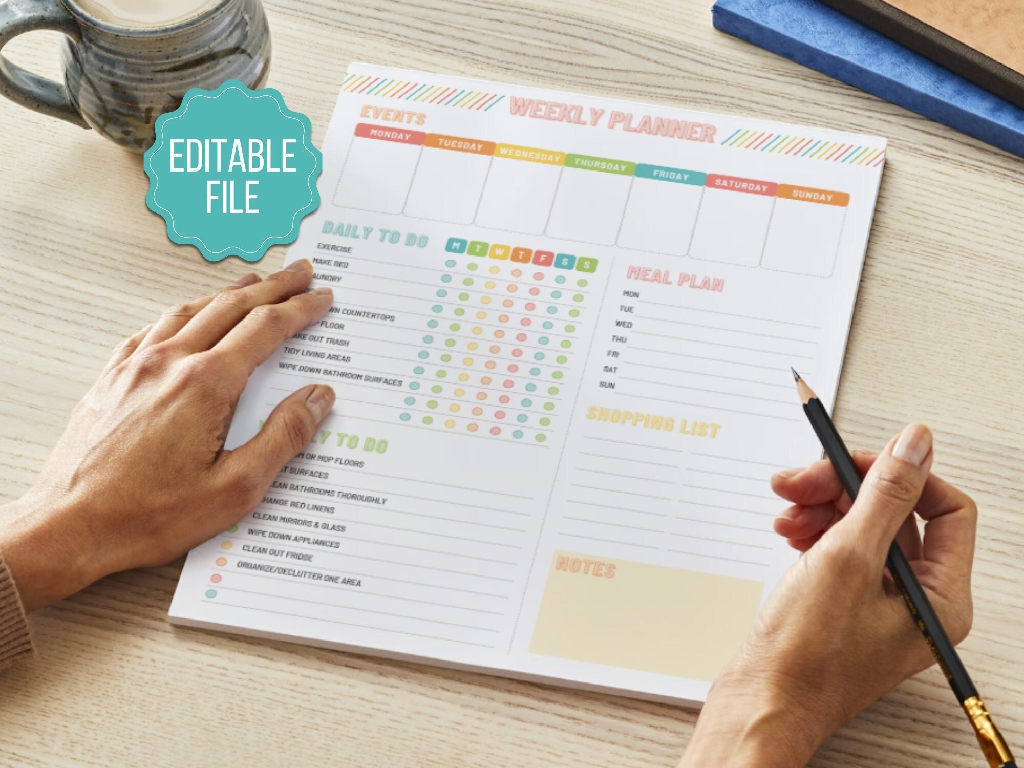 Weekly Planner, Customized Planner, Weekly Planner Notepad, Week at a ...