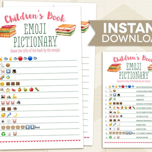 Children's Book Emoji Pictionary Baby Shower Game Activity - Etsy