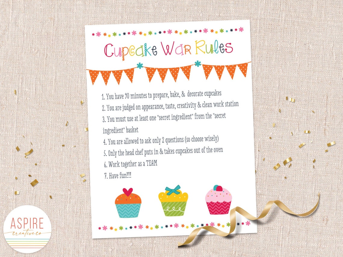 Cupcake Wars Party Rules, Cupcake Wars Birthday Party, Baking Party ...