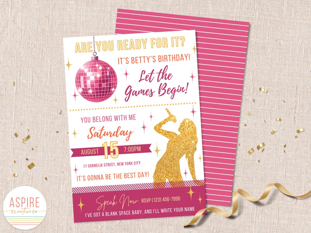 Taylor Swift Invitation, Swiftie Birthday Invitation, Taylor Swift ...