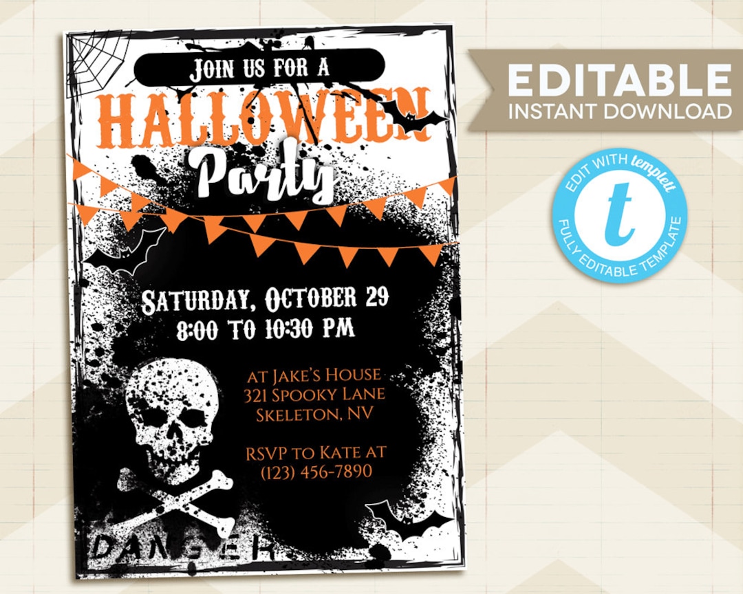 Halloween Party Invitation, Spooky Halloween Invitation, Halloween ...