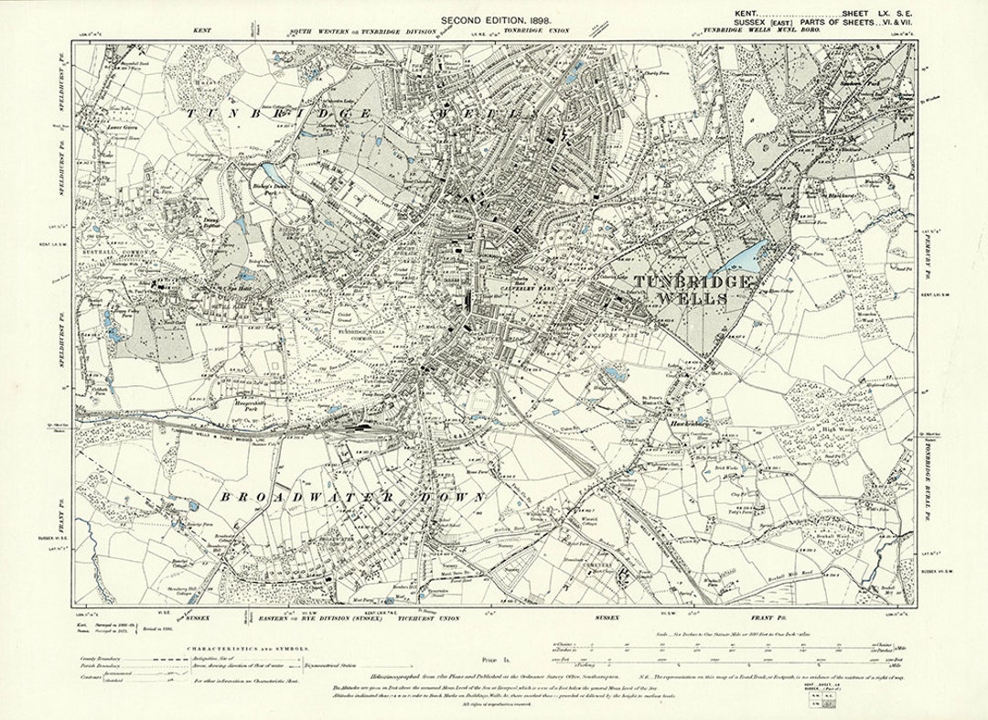1898 Map Scan - Tunbridge Wells, Kent, England, UK - High-resolution ...
