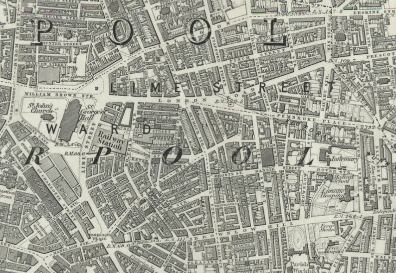 1845 Map Scan Liverpool, England, UK High-resolution Scan of Victorian ...