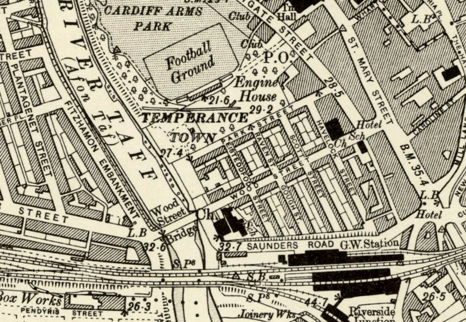 1898 Map Scan - Cardiff, Wales, UK - High-resolution Scan of Victorian ...
