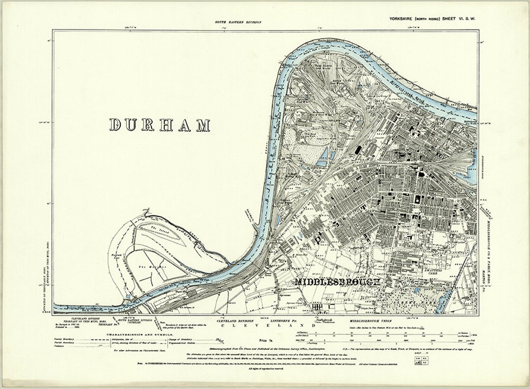 1892 Map Scan - Middlesbrough, Yorkshire, England, UK - High-resolution ...