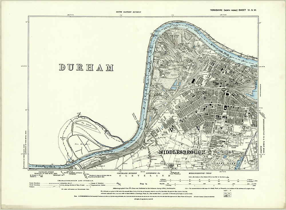 1892 Map Scan - Middlesbrough, Yorkshire, England, UK - High-resolution ...