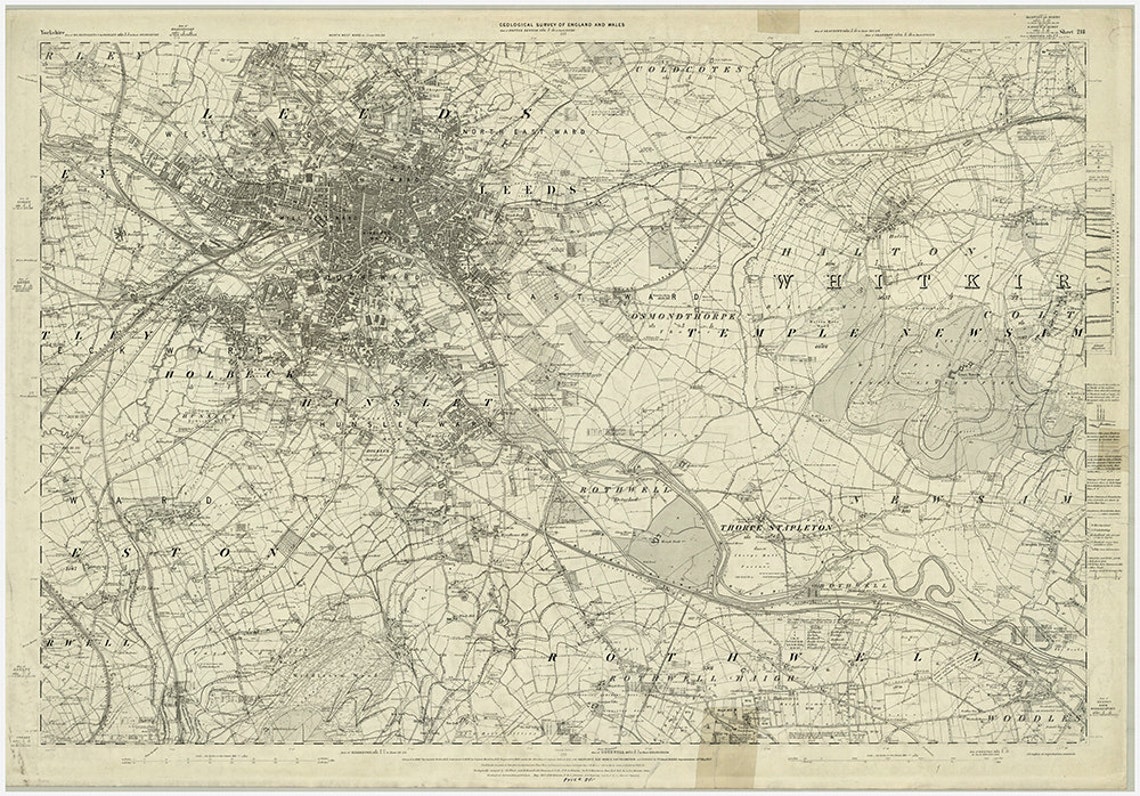 1846 Map Scan - Leeds, England, UK - High-resolution Scan of Victorian ...