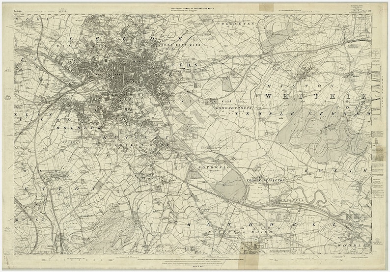 1846 Map Scan - Leeds, England, UK - High-resolution Scan of Victorian ...
