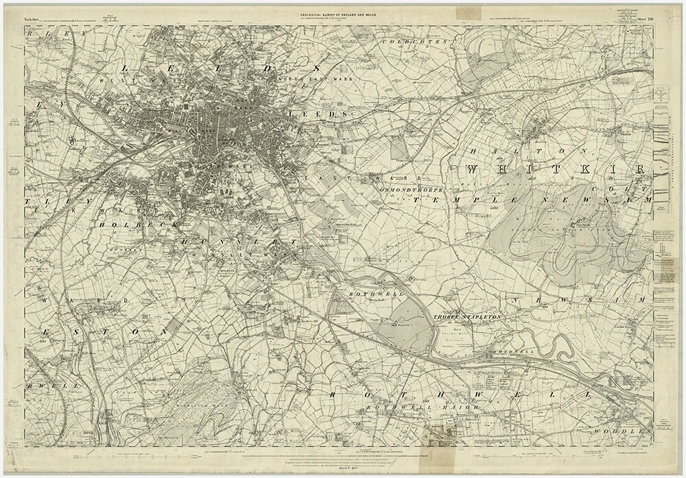 1846 Map Scan - Leeds, England, UK - High-resolution Scan of Victorian ...