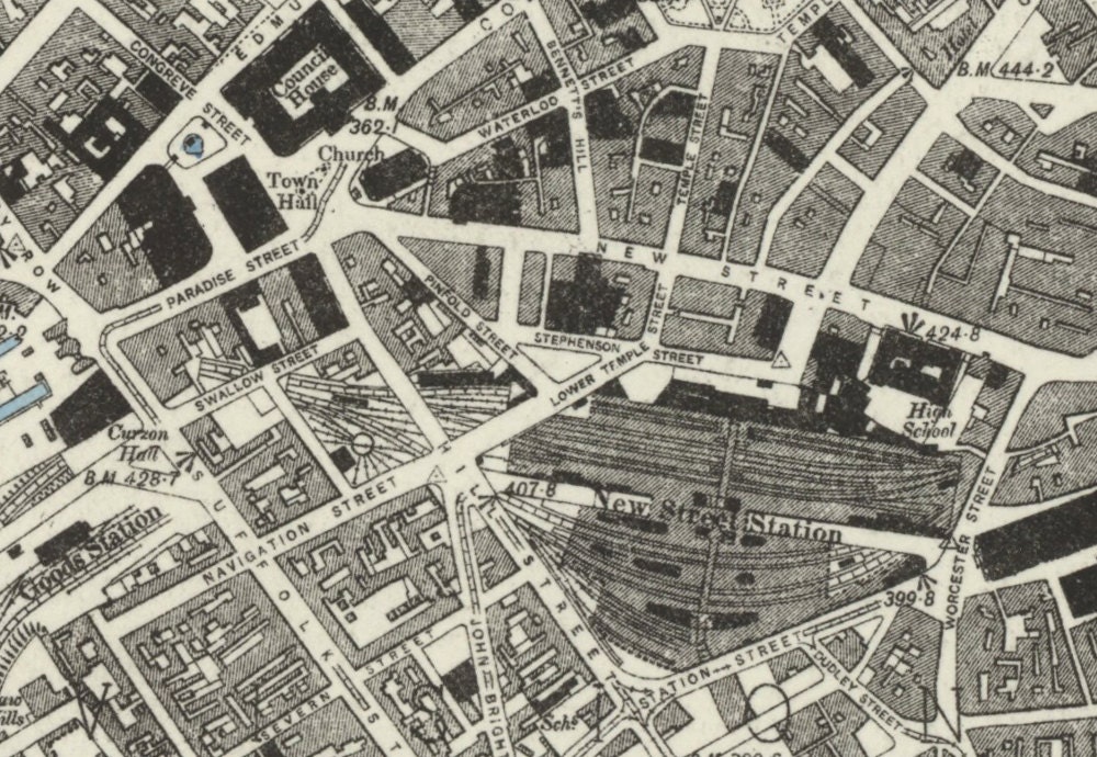 1887 Map Scan - Birmingham, England, UK - High-resolution Scan of the ...