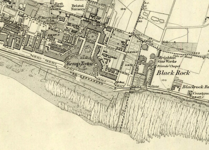 1873 Map Scan - Brighton, Sussex, England, UK - High-resolution ...