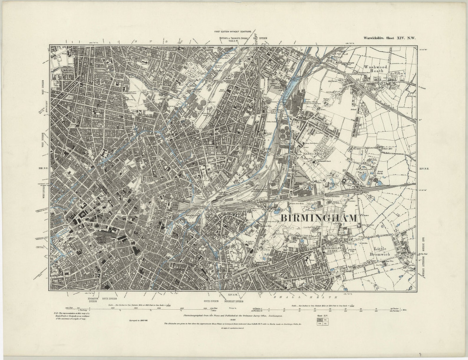 1887 Map Scan - Birmingham, England, UK - High-resolution Scan of the ...