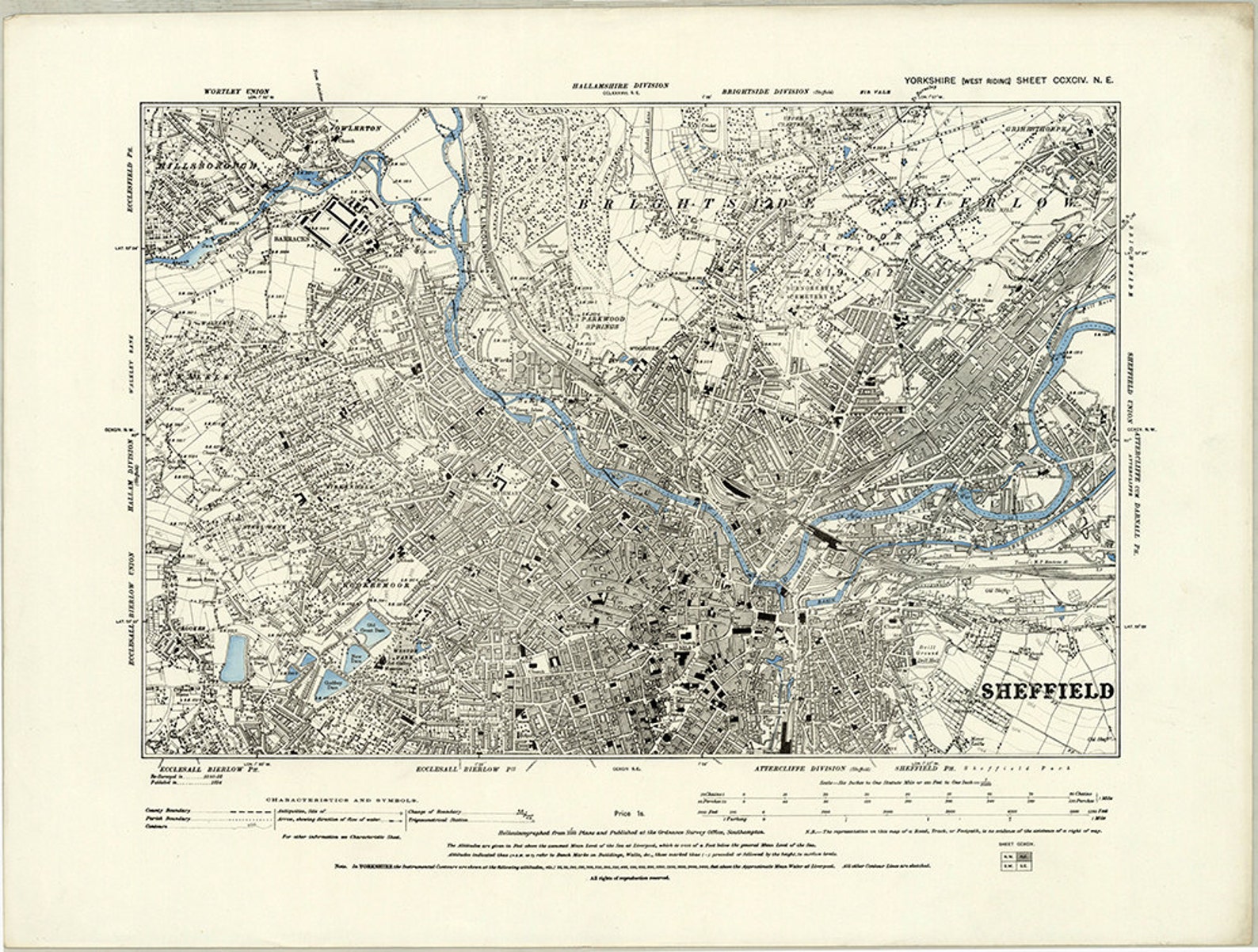 1894 Map Scan - Sheffield, Yorkshire, England, UK - High-resolution ...