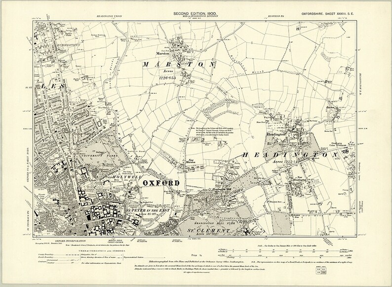 1898 Map Scan Oxford, England, UK High-resolution Scan of Victorian ...