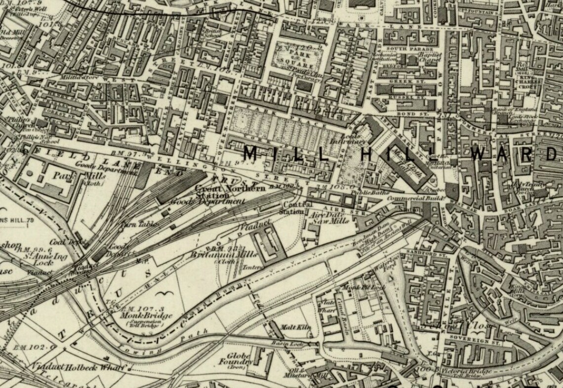 1846 Map Scan - Leeds, England, UK - High-resolution Scan of Victorian ...
