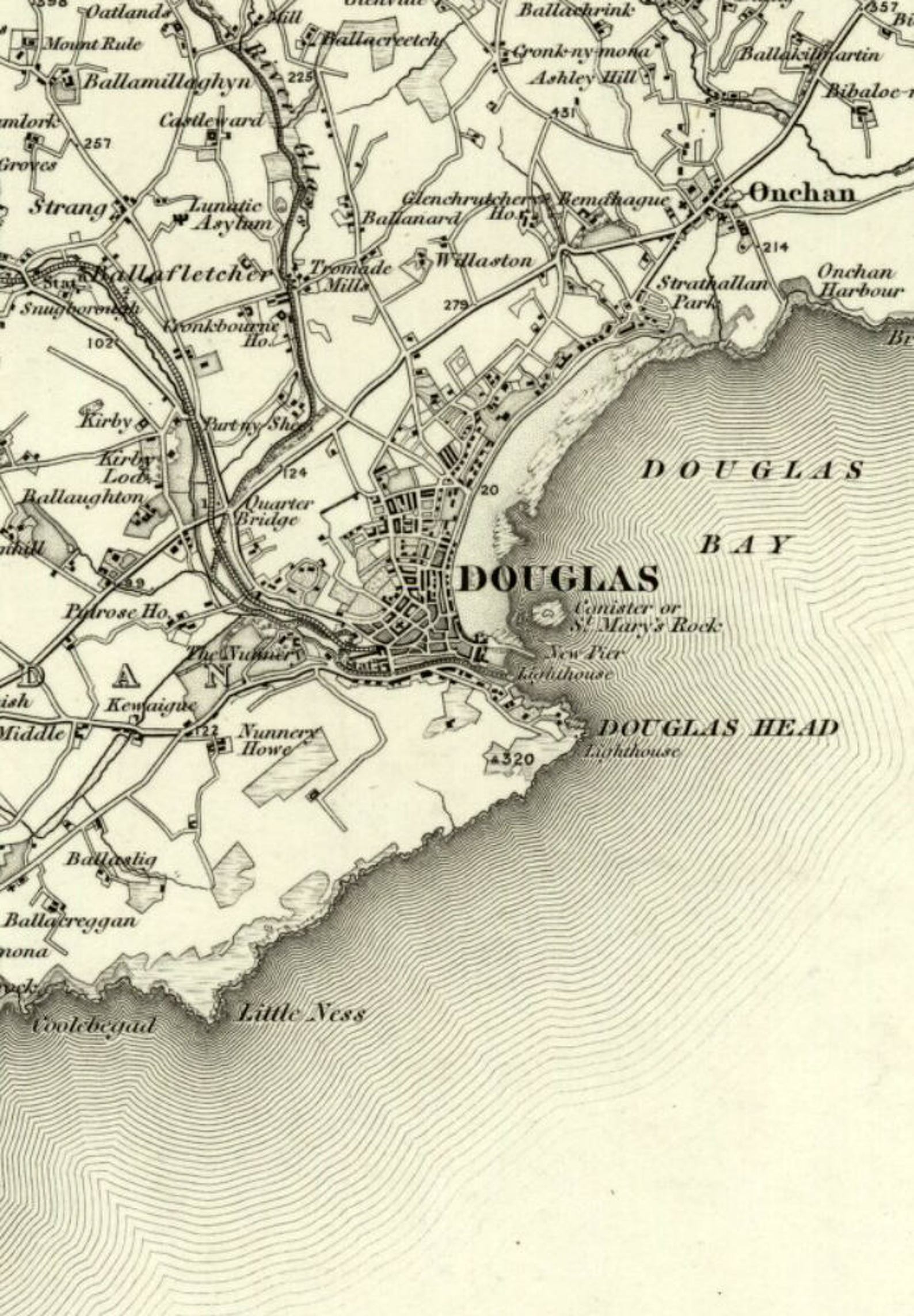 1873 Map Scan - Isle of Man - Douglas, Peel, Ramsey, Castletown - High ...