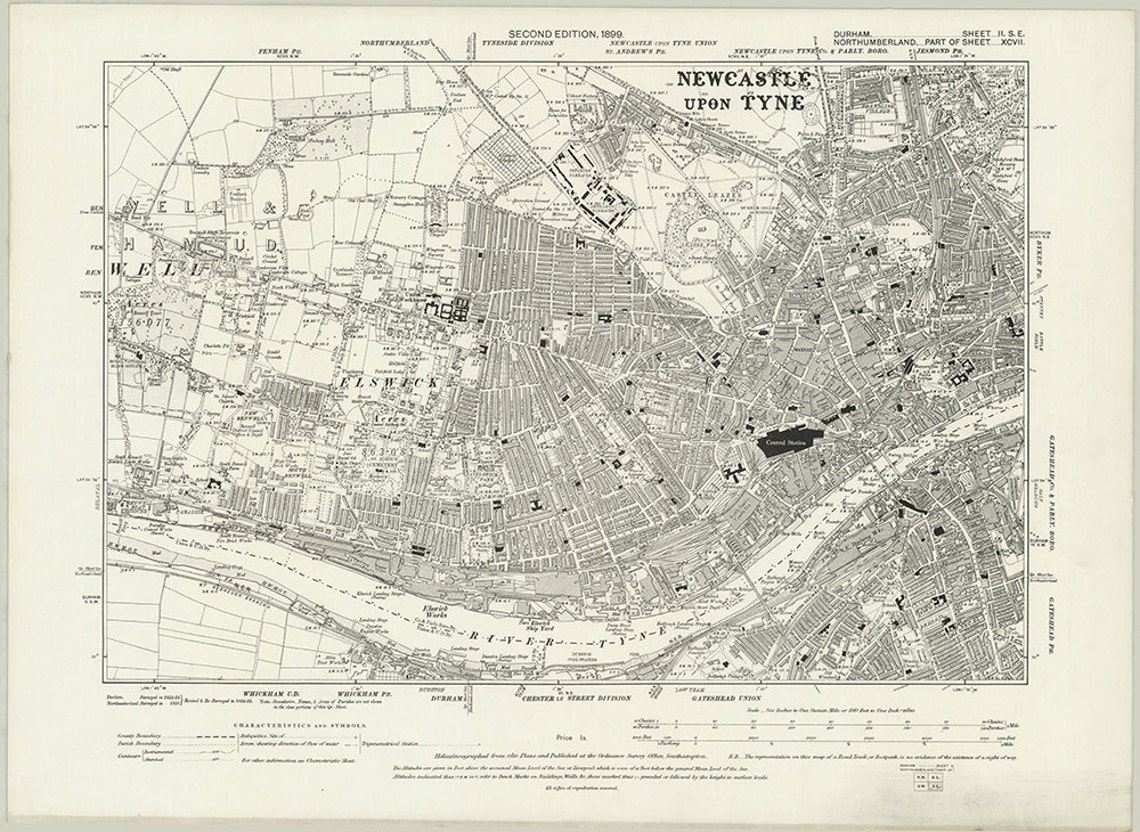 1894 Map Scan - Newcastle, England, UK - High-resolution Scan of the ...