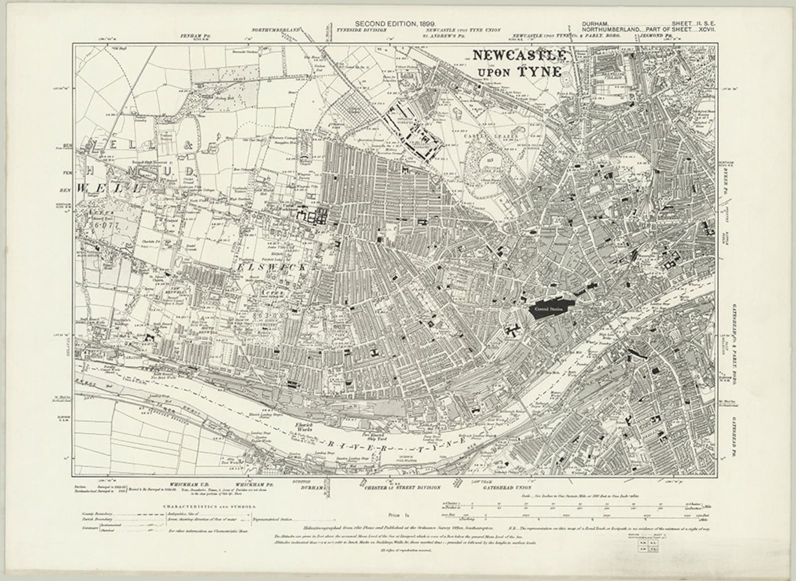 1894 Map Scan - Newcastle, England, UK - High-resolution Scan of the ...