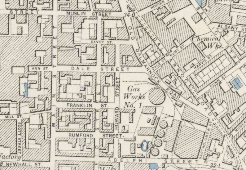 1894 Map Scan - Glasgow, Scotland, UK - High-resolution Scan of the Victorian (19th Century ...