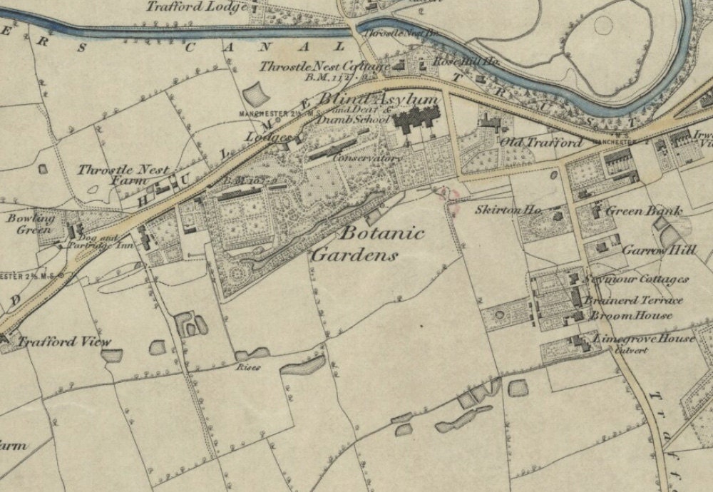 1845 Map Scan - Manchester, England, UK - High-resolution Scan of the ...