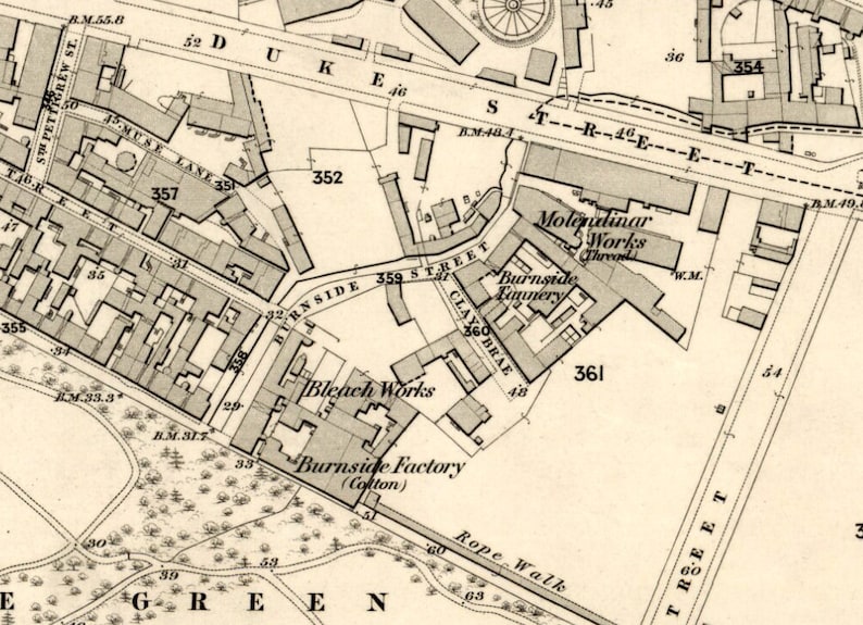 1858 Map Scan - Glasgow Central, Scotland, UK - High-resolution Scan of Victorian (19th Century ...