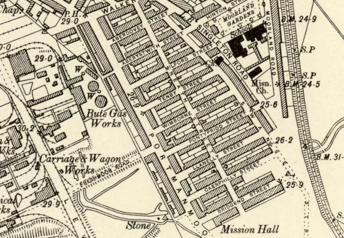 1898 Map Scan - Cardiff, Wales, UK - High-resolution Scan of Victorian ...