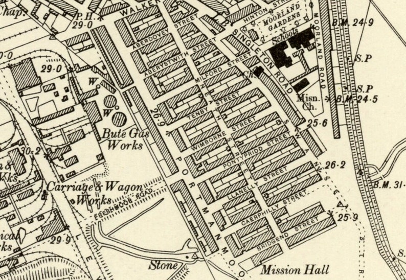 1898 Map Scan - Cardiff, Wales, UK - High-resolution Scan of Victorian ...