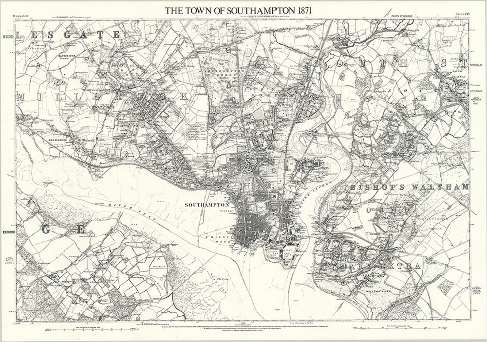 1871 Map Scan - Southampton, England, UK - High-resolution Scan of ...