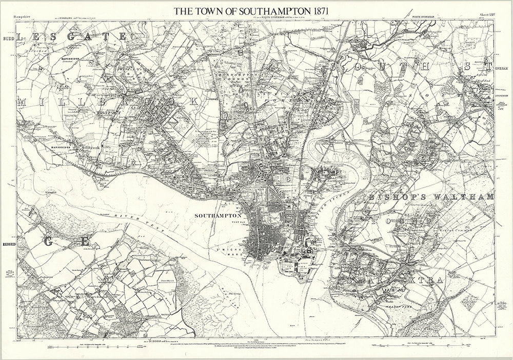 1871 Map Scan - Southampton, England, UK - High-resolution Scan of ...