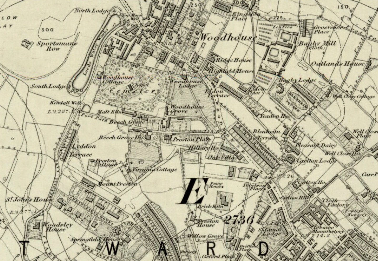 1846 Map Scan - Leeds, England, UK - High-resolution Scan of Victorian ...