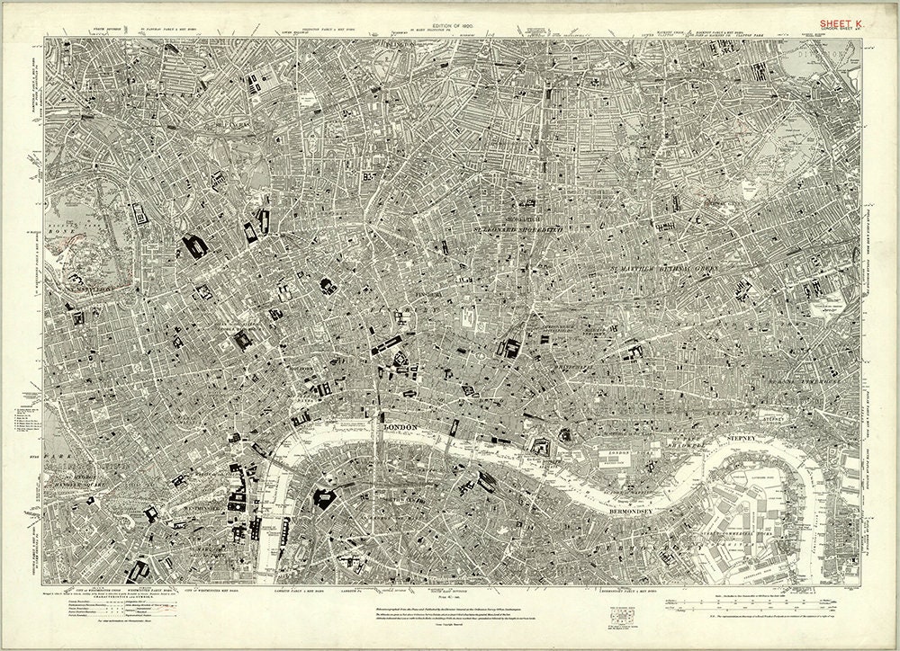 1864 Map Scan - Central London North, England, UK - High-resolution ...