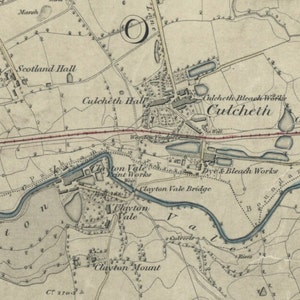 1845 Map Scan - Manchester, England, UK - High-resolution Scan of the ...