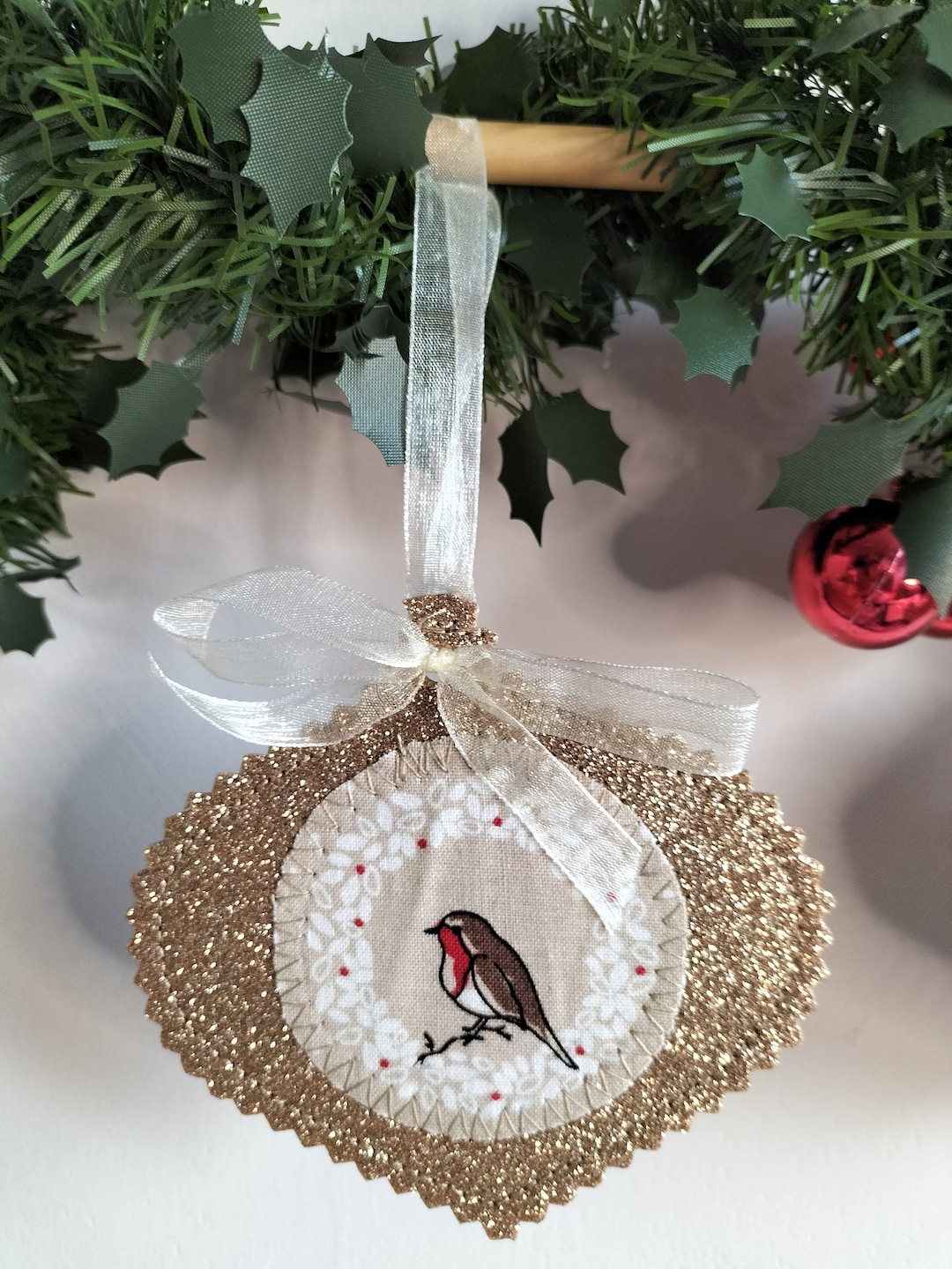 Christmas Tree Decoration Robin Tree Decoration Sparkly Tree Decoration ...