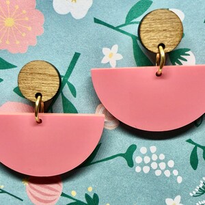 Dancer Dangly Stud Earrings Gold Plated Studs In Coral Pink Etsy