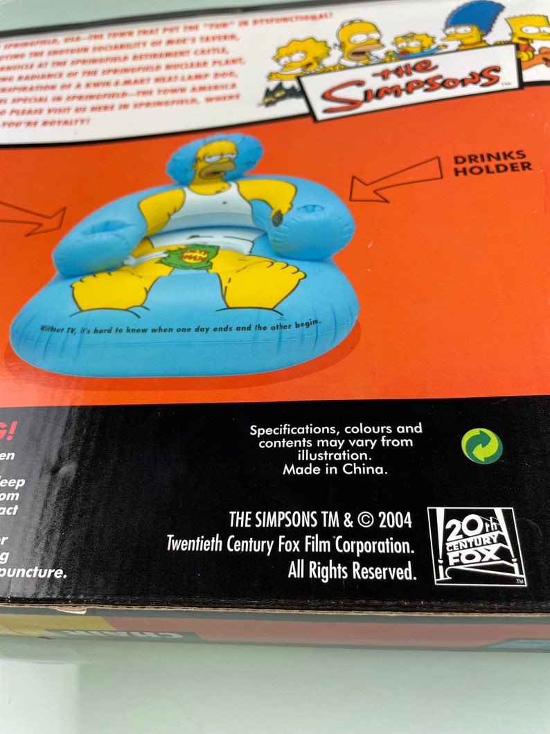 NOS the Simpsons Inflatable Chair Vintage New Old Stock Homer Simpson ...