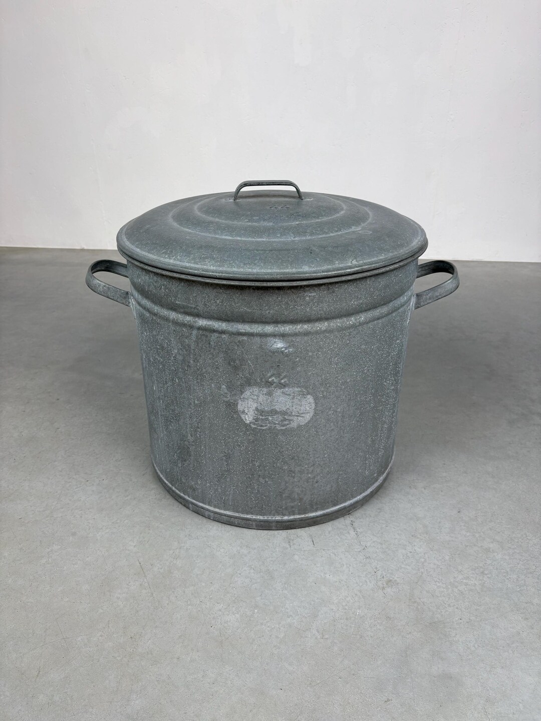 Large Galvanized Kettle With Lid 45 Cm in Diameter - Old Xxl Galvanized ...