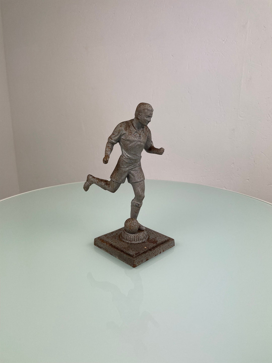 Vintage 1970s Statue Soccer Player - 70s Metal Man-cave Gift Heavy 25 ...