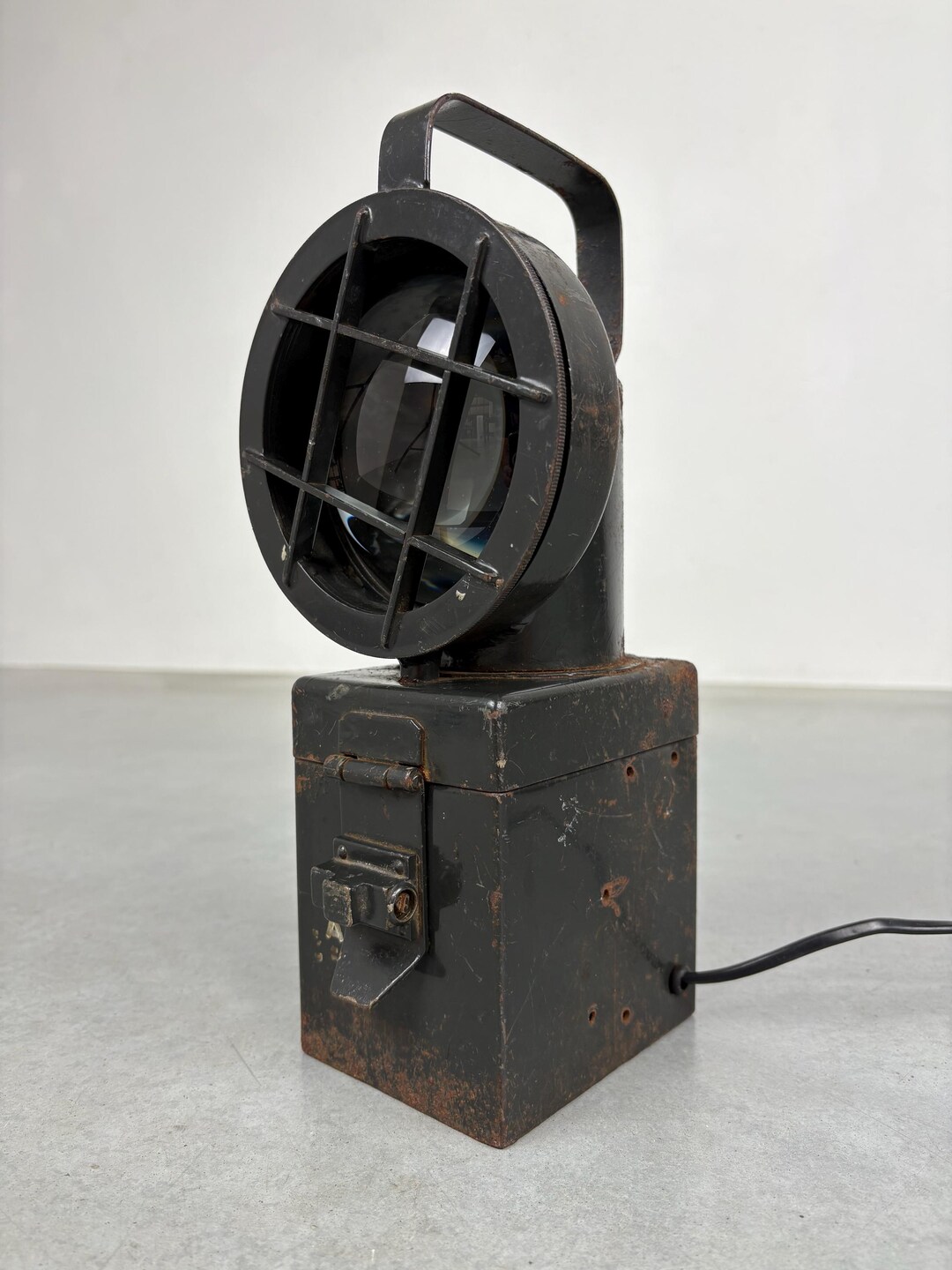 Converted Military Lamp - Vintage Metal Mood Lamp - Spherical Glass ...