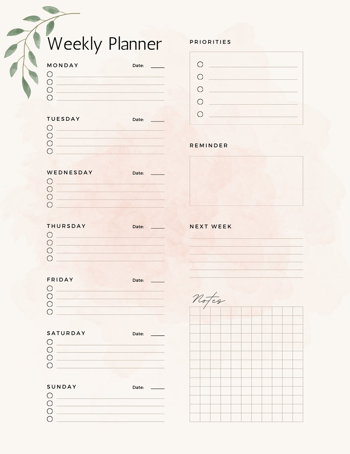 Weekly Planner - Etsy
