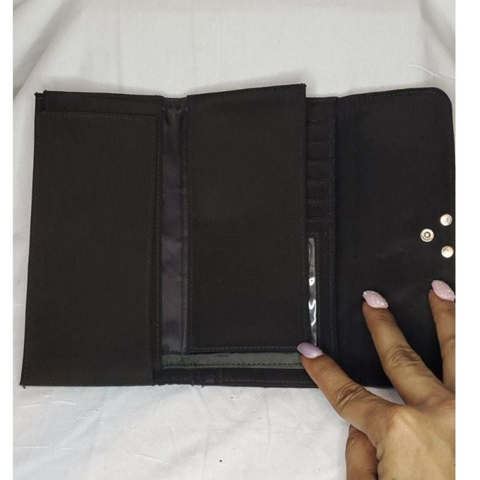 Nine West Brown Leather Tri-fold Wallet With Coin Purse and Checkbook ...