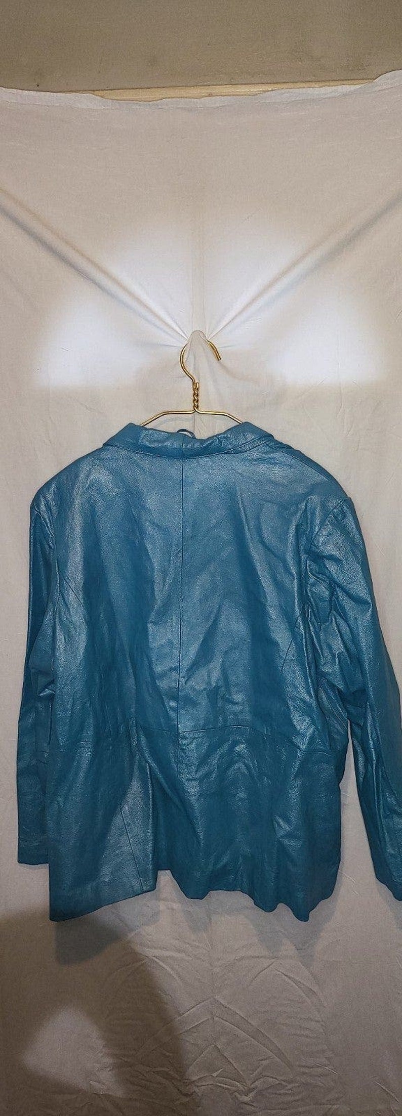 Terry Lewis Turquoise Blue Leather Coat Size 3X - Etsy
