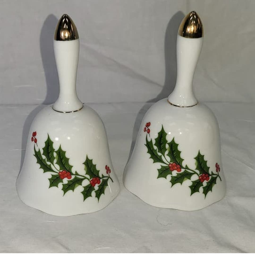 2 Pack Vintage Ceramic Christmas Bell - Etsy
