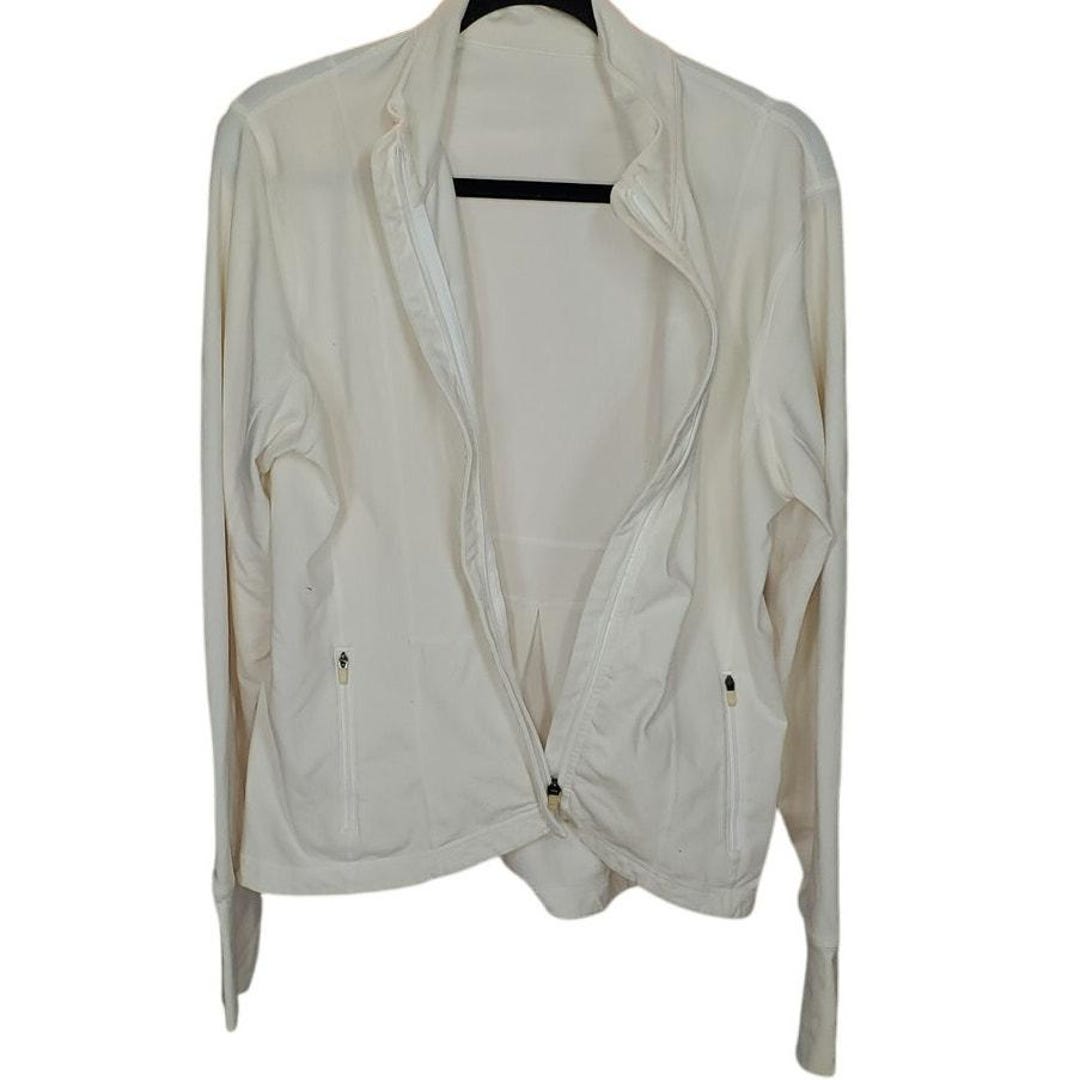Women’s off White Active Jacket Zip Front Long Sleeve Size Large - Etsy