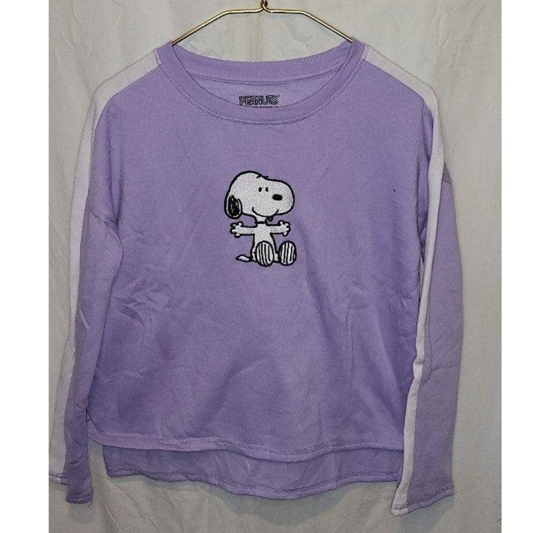 Peanuts Snoopy Purple Long Sleeve Sweatshirt Size Medium - Etsy