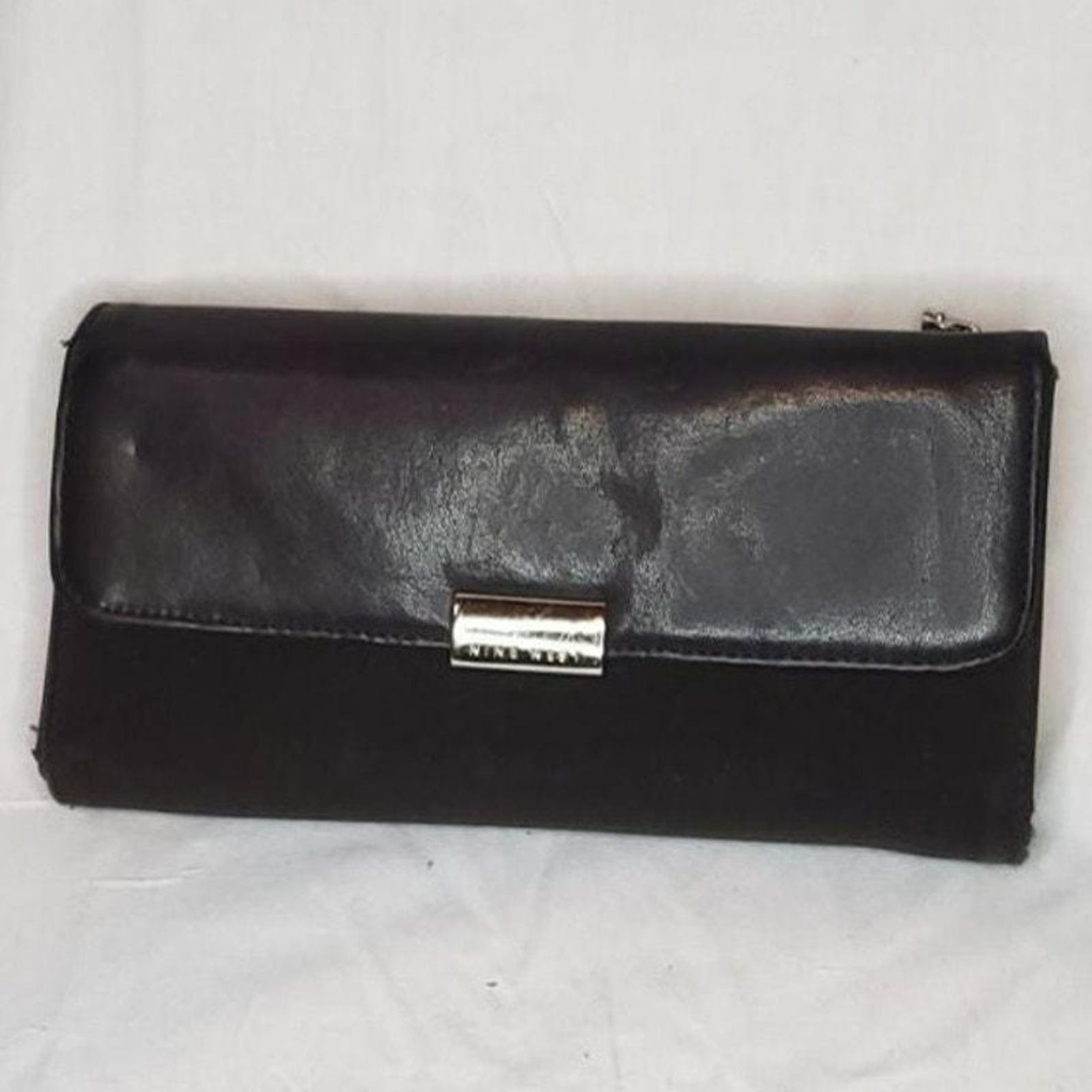 Nine West Brown Leather Tri-fold Wallet With Coin Purse and Checkbook ...